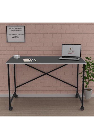 Kenzlife ofis masası momoko 075x170x80 grisyh tekerlekli Kenzlife ofis masası momoko 075x170x80 grisyh tekerlekli