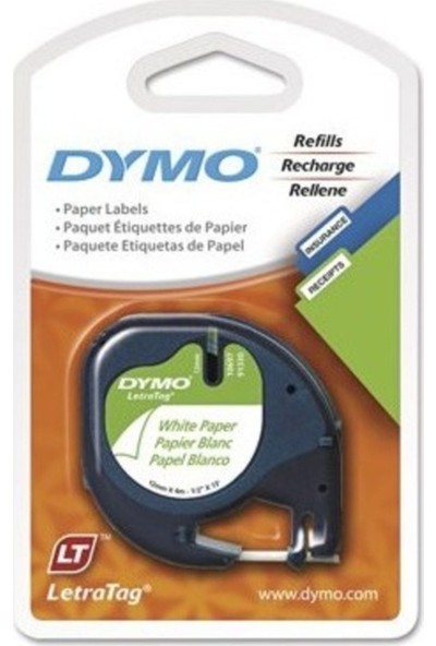 Dymo Şerit Let. Kağıt 12 mm x 4 mt Beyaz Dymo Şerit Let. Kağıt 12 mm x 4 mt Beyaz