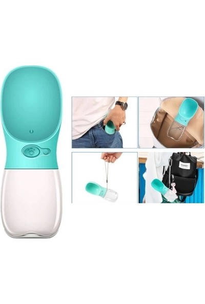 İndirim Kap Taşınabilir Kedi Köpek Suluğu Seyahat Su Şişesi Kaseli Emniyetli Sızdırmaz Kutulu 350ML