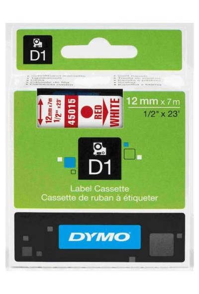 Dymo D1 Şerit 12MM x 7mt Beyaz - Kırmızı Dymo D1 Şerit 12MM x 7mt Beyaz - Kırmızı