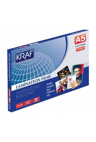 Kraf Laminasyon Filmi Parlak A5 125 Micron 100'lü Kraf Laminasyon Filmi Parlak A5 125 Micron 100'lü