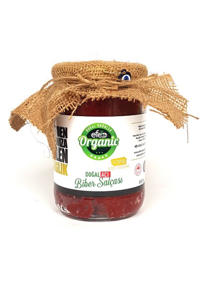 Efe Organik Ev Yapımı Güneş Kurutması Biber Salçası Acı 650 gr Cam Kavanoz
