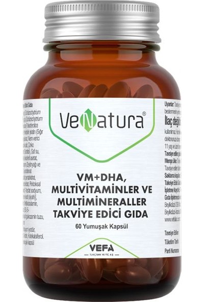 Venatura Vm+Dha, Multivitaminler ve Multimineraller Takviye Edici Gıda 60 Kapsül Venatura Vm+Dha, Multivitaminler ve Multimineraller Takviye Edici Gıda 60 Kapsül