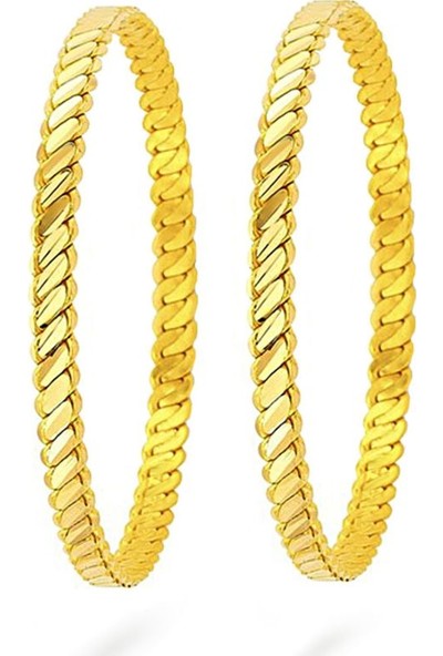 Ejoya 22 Ayar Altın Kaplama Bijuteri Burma Bilezik 2 li Set - Büyük Boy