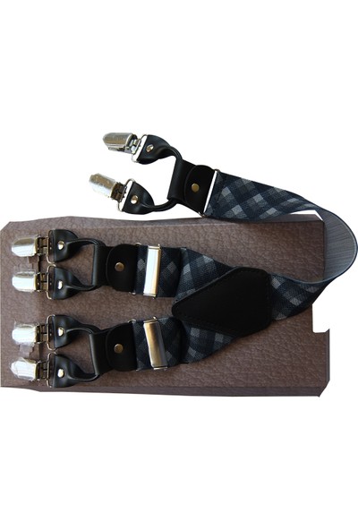 Kemer Sepeti Gri Desenli Altı Klipsli Pantolon Askısı