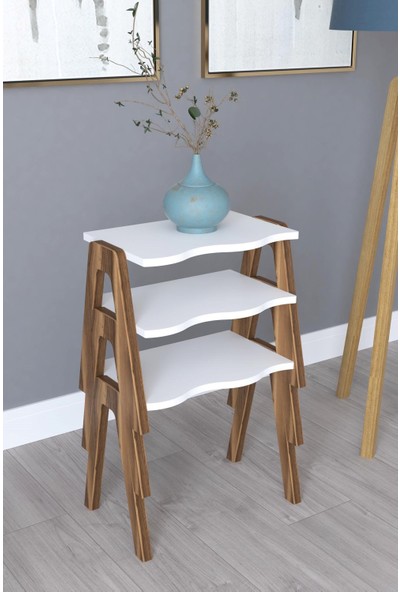 Kzy Zigon Sehpa & Orta Sehpa - Beyaz - Deniz Model Kzy Zigon Sehpa & Orta Sehpa - Beyaz - Deniz Model