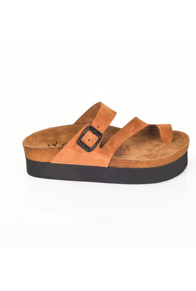 Moosefield Deri Açık Kahverengi Kadın Terlik