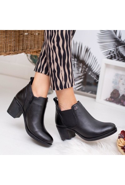 Diego Carlotti Deri Günlük Kadın Bot / Bootie Bağsız Fermuarlı Kısa Bot