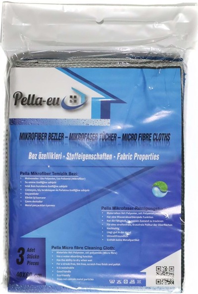 Pella Eu Mikrofiber Temizlik Bezi - 3'lü Pella Eu Mikrofiber Temizlik Bezi - 3'lü