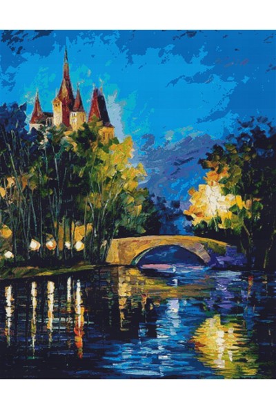 Movas Sanat Avrupadan Tarihi Bir Köprü Manzarası Elmas Mozaik Tablo Mozaik Puzzle 40 x 50cm E2020433