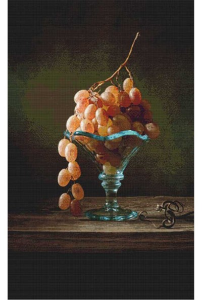 Movas Sanat Cam Kasede Üzümler Elmas Mozaik Tablo Mozaik Puzzle 25 x 40cm E20201227M