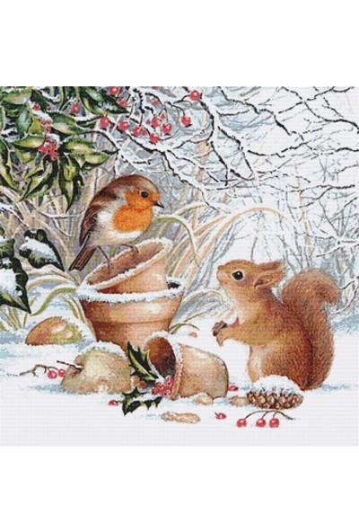 Movas Sanat Karda Sincap ve Çalıkuşu Elmas Mozaik Tablo Mozaik Puzzle 47 x 47cm E2020337