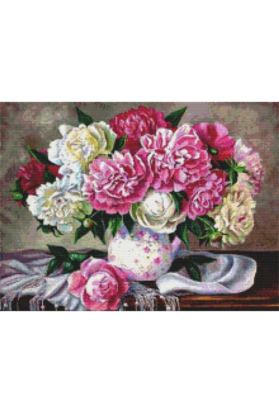 Movas Sanat Porselen Vazoda Yaz Çiçekleri Elmas Mozaik Tablo Mozaik Puzzle 55 x 40cm E2020-1363-M Movas Sanat Porselen Vazoda Yaz Çiçekleri Elmas Mozaik Tablo Mozaik Puzzle 55 x 40cm E2020-1363-M