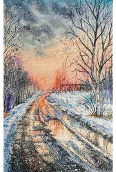 Movas Sanat Muhteşem Kış Manzarası Elmas Mozaik Tablo Mozaik Puzzle 35 x 55cm E20201112M