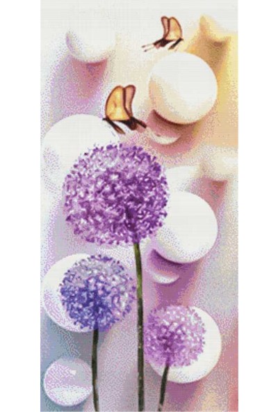 Movas Sanat Mor Puf Çiçekleri ve Kelebek Elmas Mozaik Tablo Mozaik Puzzle 25 x 50cm E2020-1684-M Movas Sanat Mor Puf Çiçekleri ve Kelebek Elmas Mozaik Tablo Mozaik Puzzle 25 x 50cm E2020-1684-M