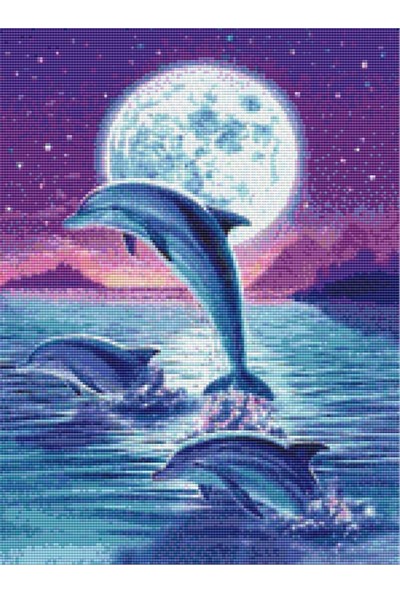 Movas Sanat Yunuslar ve Dolunay Elmas Mozaik Tablo Mozaik Puzzle 40 x 50cm E2020-1400-M Movas Sanat Yunuslar ve Dolunay Elmas Mozaik Tablo Mozaik Puzzle 40 x 50cm E2020-1400-M