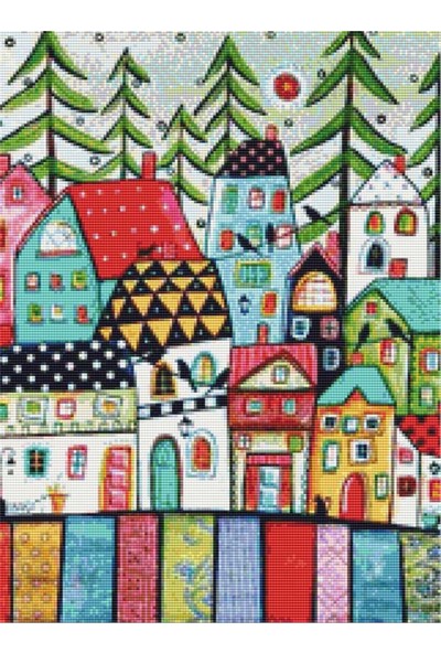Movas Sanat Çam Ormanı ve Evler Elmas Mozaik Tablo Mozaik Puzzle 40 x 55cm E2020-1428-M Movas Sanat Çam Ormanı ve Evler Elmas Mozaik Tablo Mozaik Puzzle 40 x 55cm E2020-1428-M