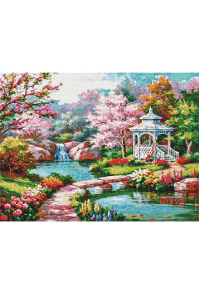 Movas Sanat Rengarenk Bir Bahçe ve Kamelya Elmas Mozaik Tablo Mozaik Puzzle 60 x 45cm E20201437M