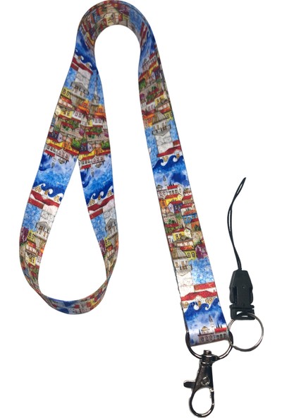 StormiStoretr İstanbul Desenli Yaka Kartı Boyun İpi ve Telefon Askısı StormiStoretr İstanbul Desenli Yaka Kartı Boyun İpi ve Telefon Askısı