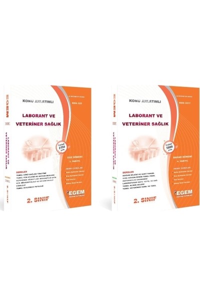 Egem Eğitim Yayınları AÖF Laborant Ve Veteriner Sağlık 2. Sınıf 3 Ve 4. Dönem 