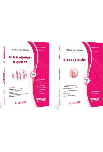 Egem Eğitim Yayınları AÖF Uluslararası İlişkiler 4. Sınıf 7. Dönem Tüm Dersler (Güz) Egem Eğitim Yayınları AÖF Uluslararası İlişkiler 4. Sınıf 7. Dönem Tüm Dersler (Güz)