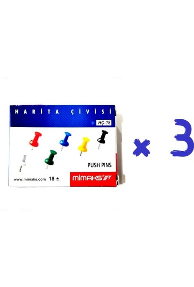 Mimaks Renkli Harita Çivisi 3 Kutu Mimaks Renkli Harita Çivisi 3 Kutu