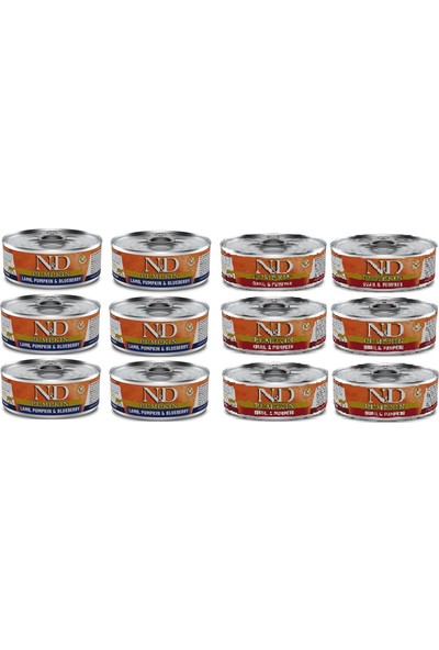 N&d Pumpkin 12 Adet (6-Kuzu+6-Bıldırcın)Yetişkin Kedi Yaş Mama 80 gr N&d Pumpkin 12 Adet (6-Kuzu+6-Bıldırcın)Yetişkin Kedi Yaş Mama 80 gr