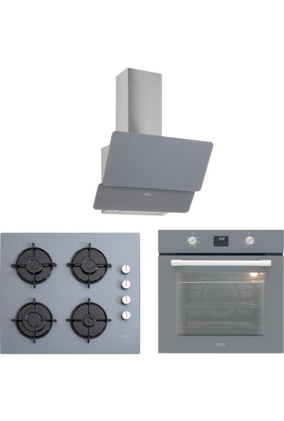 Esty Gri Cam Ankastre Set (AEF6603S02 Fırın + ACO5335S01 Ocak + 3471S6 Davlumbaz) Esty Gri Cam Ankastre Set (AEF6603S02 Fırın + ACO5335S01 Ocak + 3471S6 Davlumbaz)