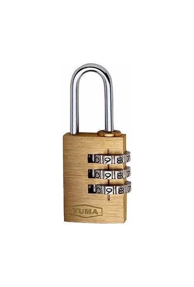Yuma Şifreli Pirinç Asma Kilit 3 Basamaklı 20 mm Yuma Şifreli Pirinç Asma Kilit 3 Basamaklı 20 mm