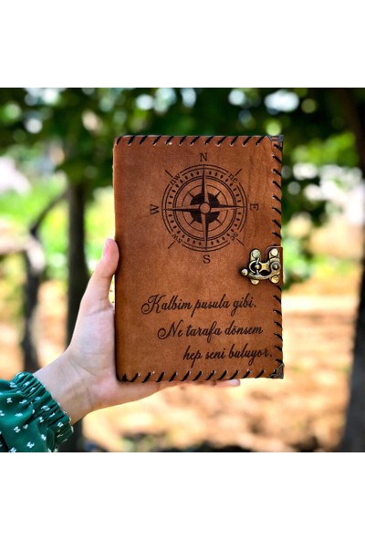 Hediyesec Kişiye Özel Pusula Tasarımlı Notlu Deri Defter Hediyesec Kişiye Özel Pusula Tasarımlı Notlu Deri Defter