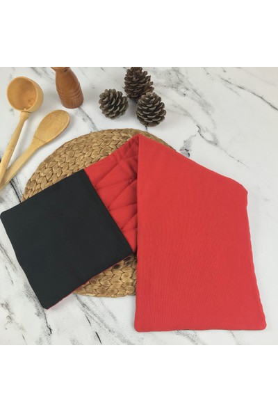 Fancyagnes Kırmızı Isıya Dayanıklı Elyaf Dolgulu Fırın Eldiveni & Tutacak