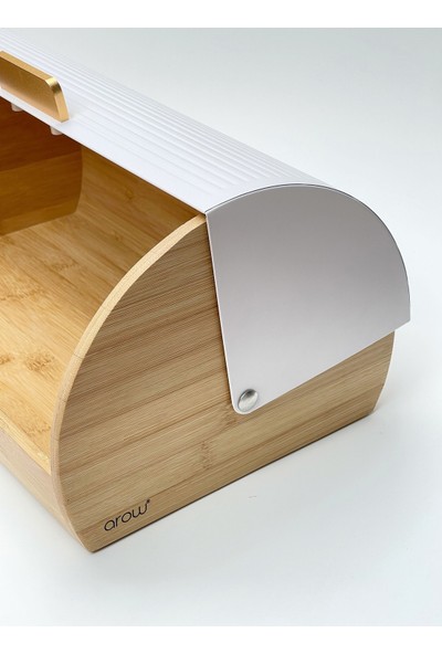 Arow Bambu Ekmeklik Metal Kapaklı Raylı Sistem Beyaz
