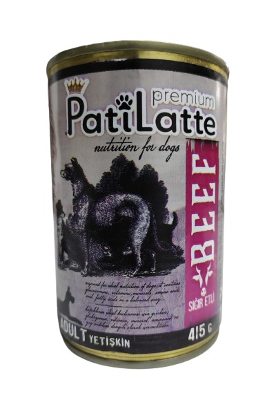 Pati Latte Premium Tahılsız Sığır Etli Yetişkin Konserve Köpek Maması 415GR 24 Lü Paket Pati Latte Premium Tahılsız Sığır Etli Yetişkin Konserve Köpek Maması 415GR 24 Lü Paket