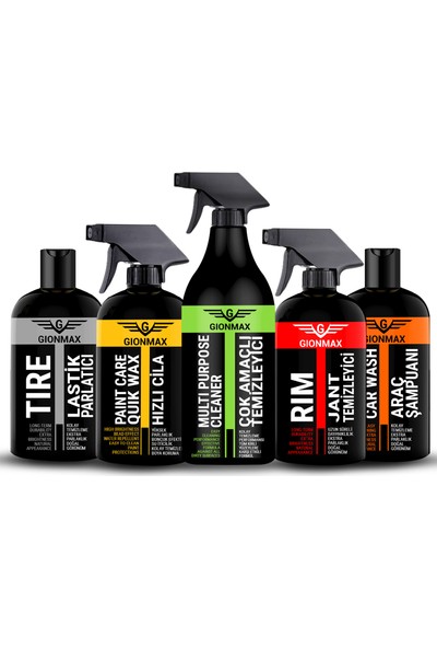 Gionmax Çok Amaçlı Temizleyici-Jant Temizleyici-Lastik Parlatıcı-Hızlı Cila-Araç Şampuanı