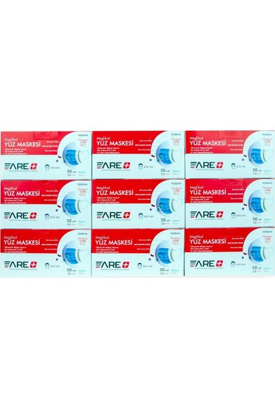 Are 9 Kutu Beyaz Meltblown Filtreli Cerrahi Maske