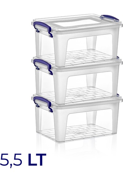 Vienev 3'lü 5,5 Lt Clear Box Saklama Kutusu