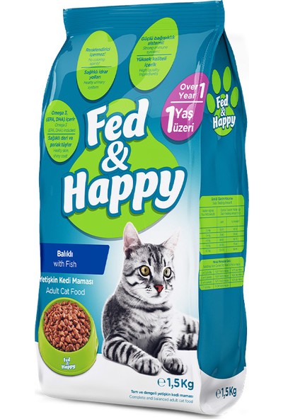 Fed & Happy Balıklı Yetişkin Kedi Maması 1,5 kg
