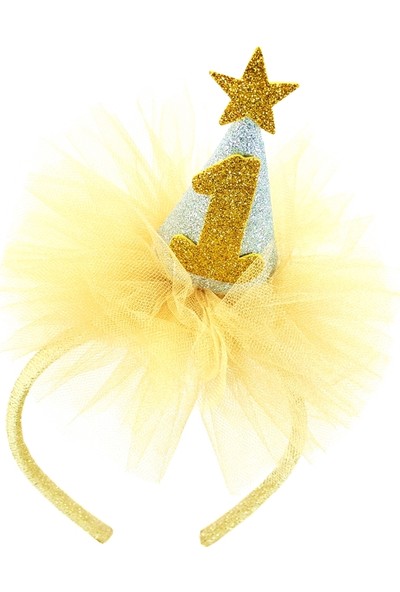 Süsle Bebek ve Parti 1 Yaş Doğum Günü Tacı - Gümüş