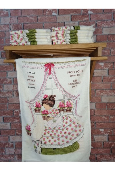 EN Home 40X60 Kadife Saçaklı ve Baskılı Mutfak Havlusu