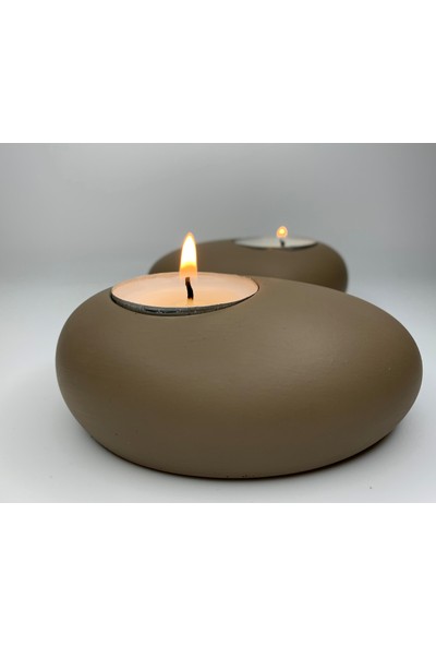 Semarthome Beton 2li Bej Taş Mumluk