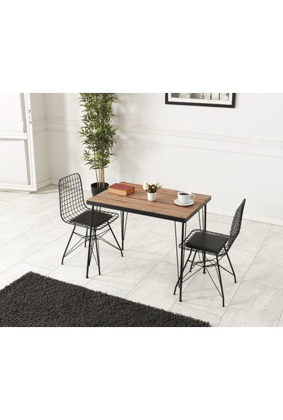 Ressahome Ebrar 2 Kişilik Akça Masa Sandalye Takımı 60X90 cm