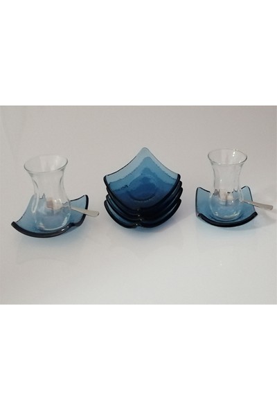 Hazan Store 6'lı Çay Cam Tabağı Cam Tabak Hazan Store 6'lı Çay Cam Tabağı Cam Tabak