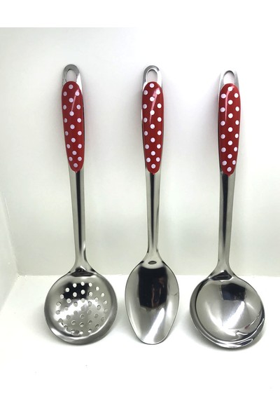 Pinyu Pinyu Kevgir Seti 3 Parça Çelik Kevgir Takımı Kırmızı Pinyu Pinyu Kevgir Seti 3 Parça Çelik Kevgir Takımı Kırmızı