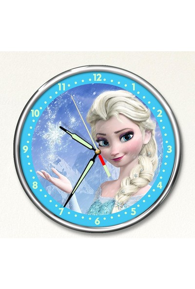 DekorLoft Dekor Loft Premium Gece Parlayan Elsa Frozen Çocuk Odası Duvar Saati PFS-1837 DekorLoft Dekor Loft Premium Gece Parlayan Elsa Frozen Çocuk Odası Duvar Saati PFS-1837