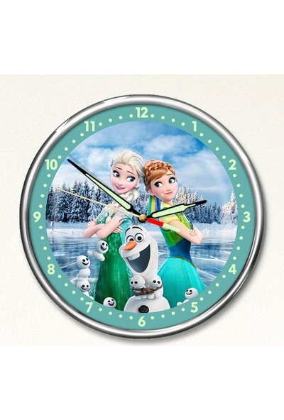 DekorLoft Dekor Loft Premium Gece Parlayan Frozen Elsa Çocuk Odası Duvar Saati PFS-1798 DekorLoft Dekor Loft Premium Gece Parlayan Frozen Elsa Çocuk Odası Duvar Saati PFS-1798