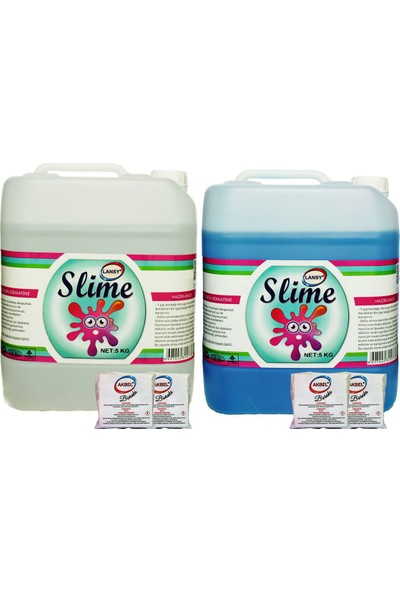 Lansy Zıp Zıp Slime 2 Renk Şeffaf 5 kg + Mavi 5 kg + Boraks Lansy Zıp Zıp Slime 2 Renk Şeffaf 5 kg + Mavi 5 kg + Boraks