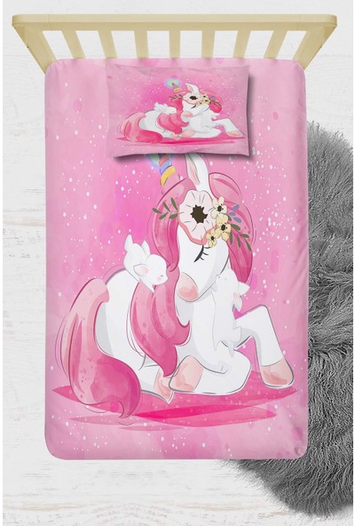 Else Halı Else Pembe Unicorn Atlı 3D Desenli Lastikli Tek Kişilik Çocuk Çarşaf Takımı 90X190CM Else Halı Else Pembe Unicorn Atlı 3D Desenli Lastikli Tek Kişilik Çocuk Çarşaf Takımı 90X190CM