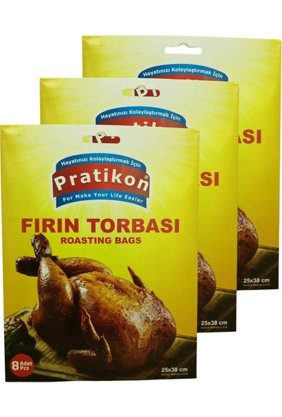 Pratikon Yanmaz Fırın Torbası 25X38CM 8'li x 3 Paket
