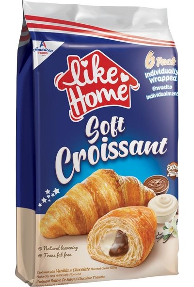 American Food Like Home Croissant Vanilya & Çikolata 50 gr x 6