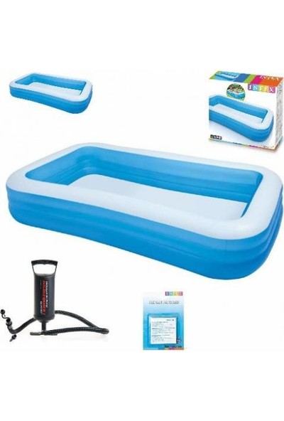 Green Intex 58484 Dikdörtgen Geniş Büyük Boy Aile Şişme Havuz 305X183X56 cm + Pompa ve Tamir Kiti Green Intex 58484 Dikdörtgen Geniş Büyük Boy Aile Şişme Havuz 305X183X56 cm + Pompa ve Tamir Kiti